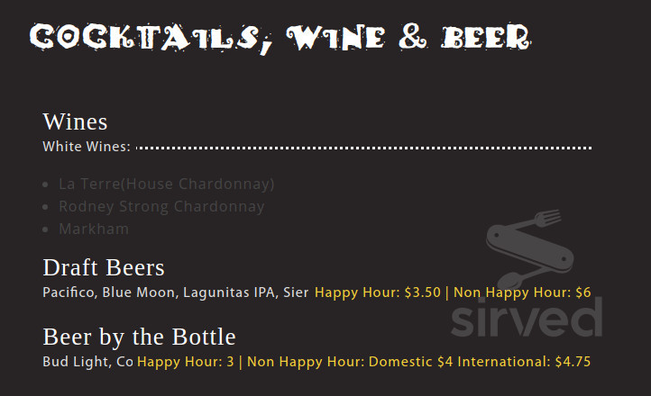 Garlic Brothers Restaurant and Bar menu in Stockton, California, USA