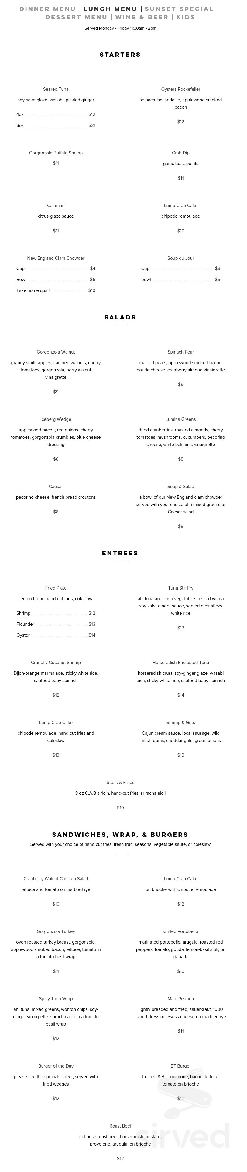 The Bridge Tender menu in Wilmington, North Carolina, USA