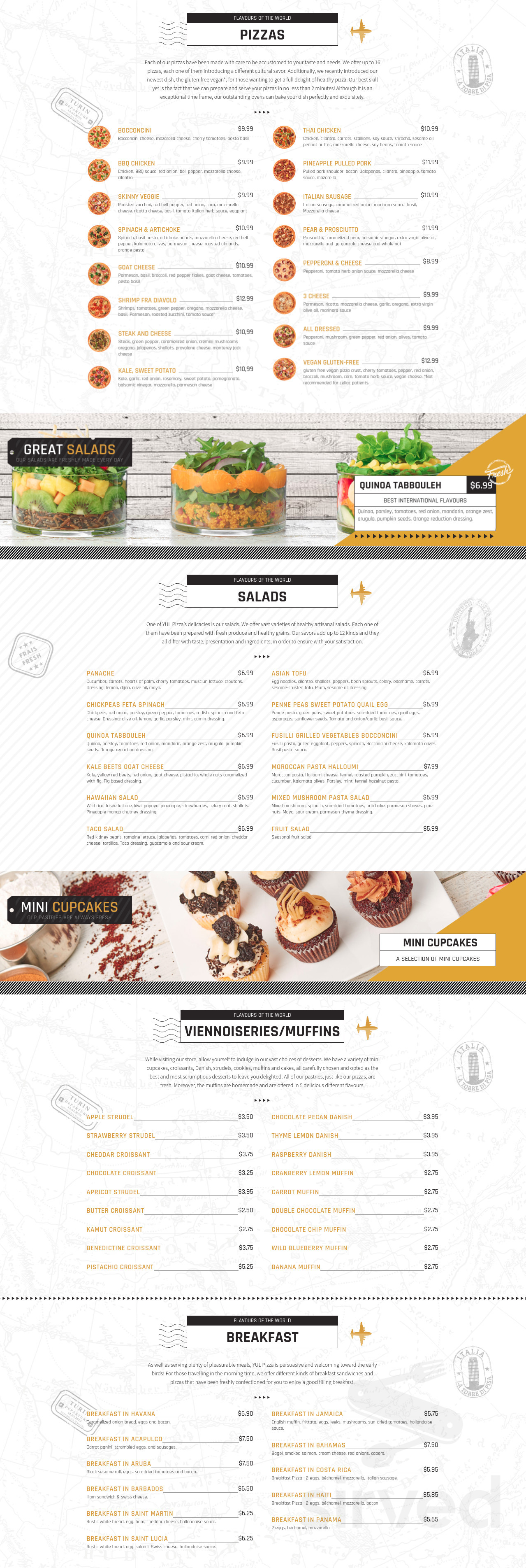 YUL Pizza menu in Dorval, Quebec, Canada