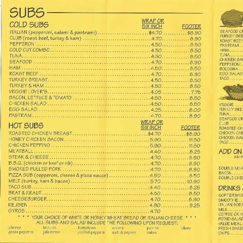 Footers menu in Sidney, Montana, USA