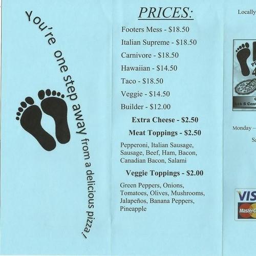 Footers menu in Sidney, Montana, USA