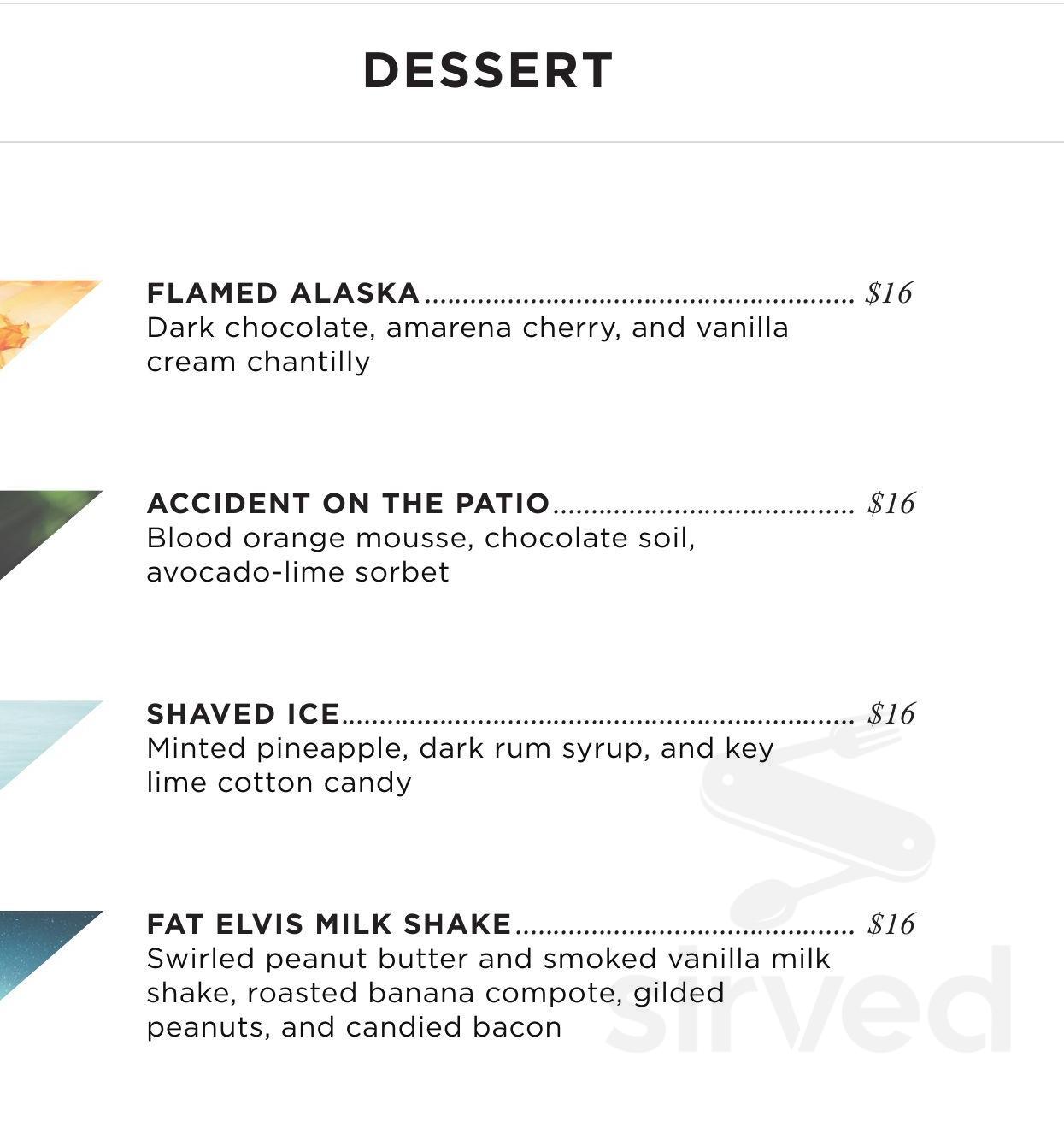 Terrace 16 menu in Chicago, Illinois, USA