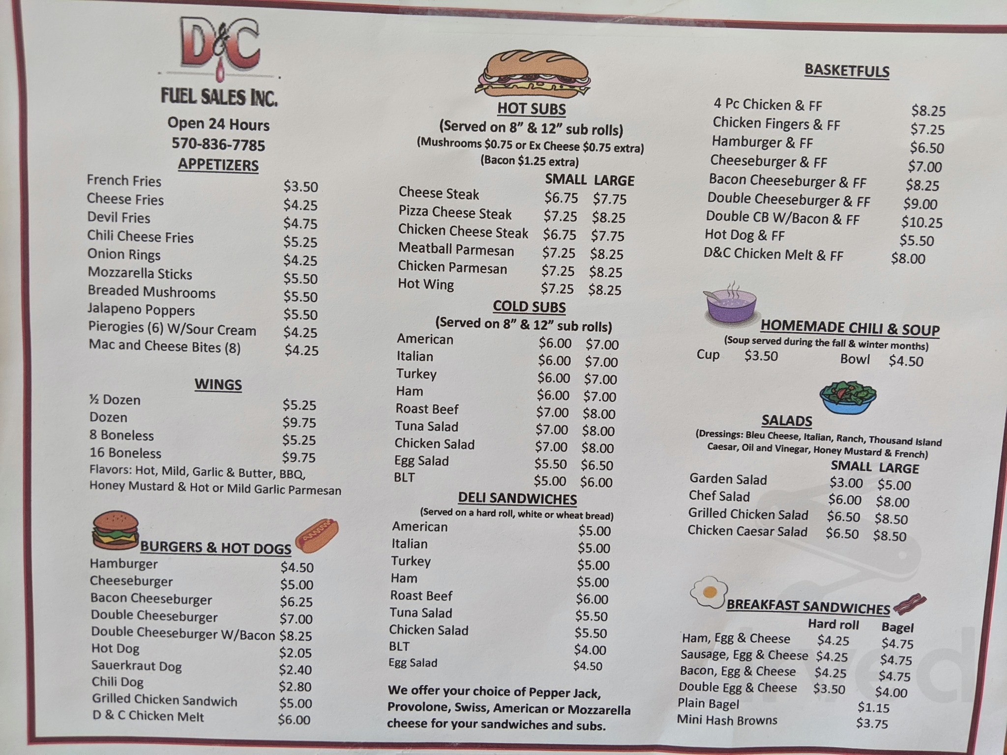 D & C Fuel Sales Inc. menu in Tunkhannock, Pennsylvania, USA