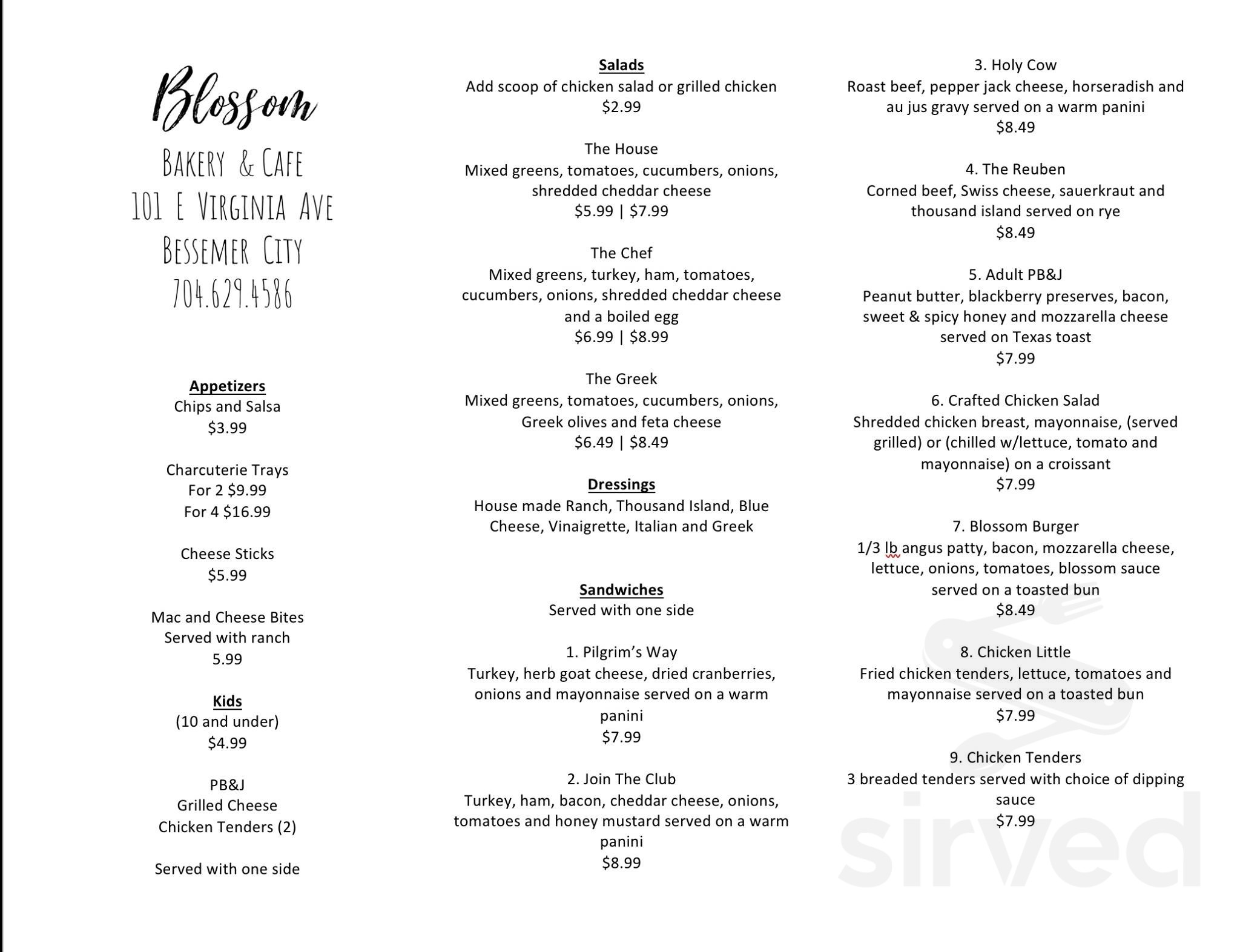 Blossom menus in Bessemer City, North Carolina, United States