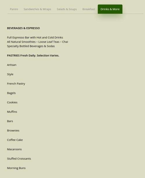 Pony Espresso menu in Jacksonville, Oregon, USA