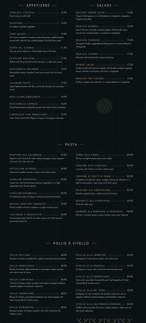 Giardino D'Oro menu in New York, New York, USA