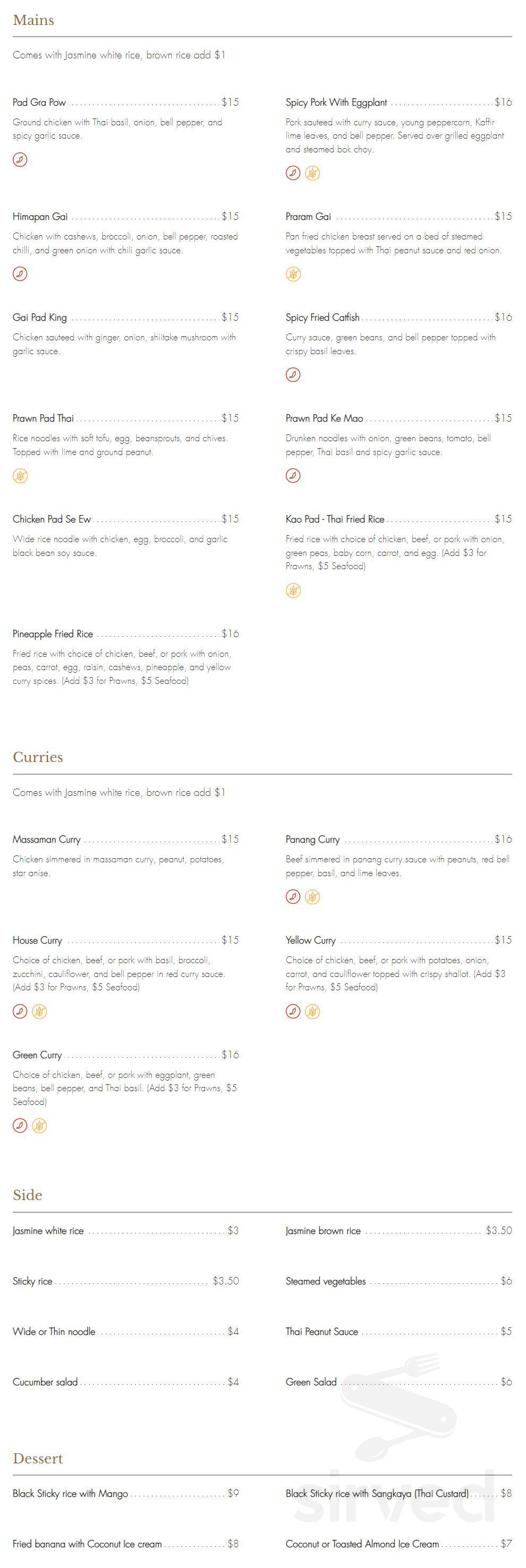 Charm Thai Bistro menu in Oakland, California, USA