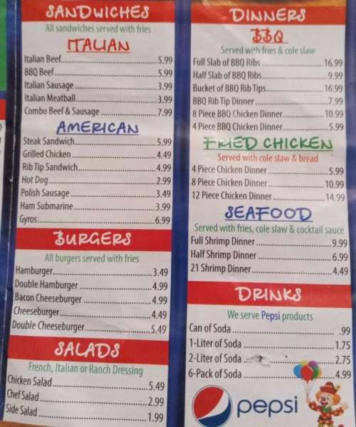 Little Clown Pizza menu in Chicago, Illinois, USA