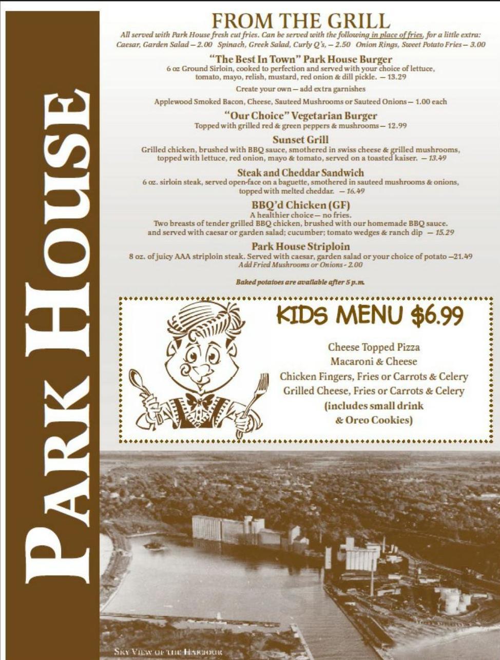 Menu - Goderich ON's Park House Bar & Restaurant | Sirved