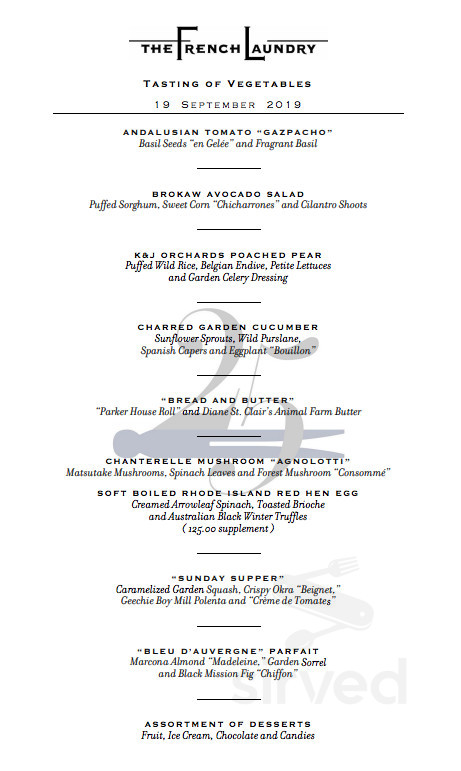 The French Laundry menus in Yountville, California, United States