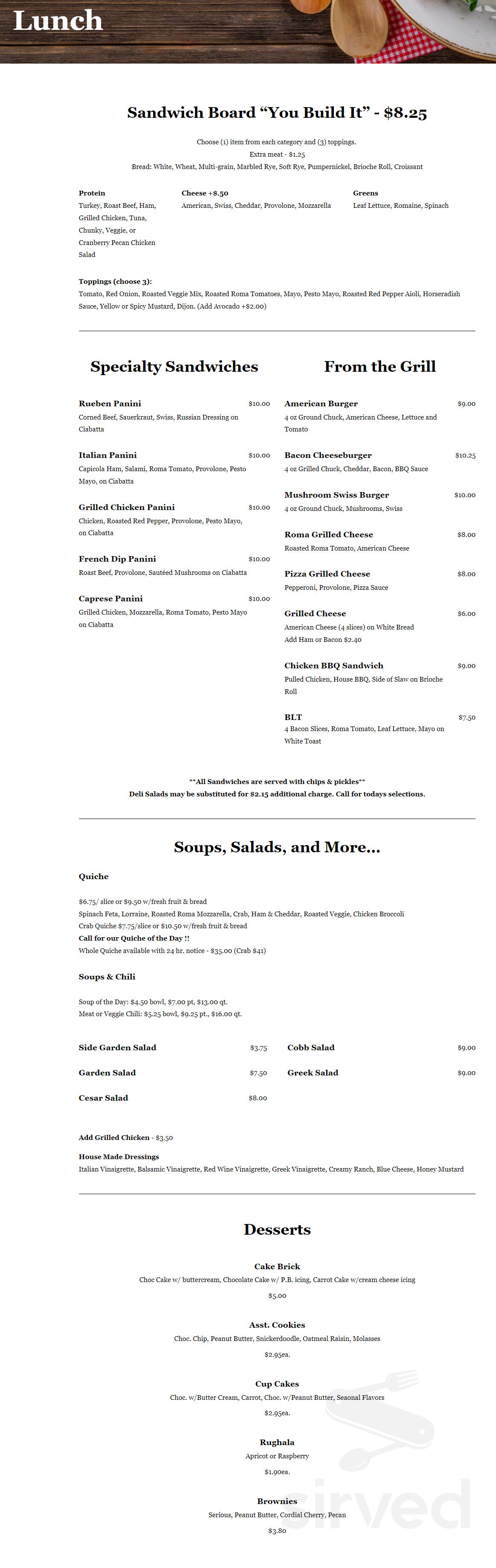 Menu for Cloud 9 Cafe & Catering in Wyomissing, PA | Sirved