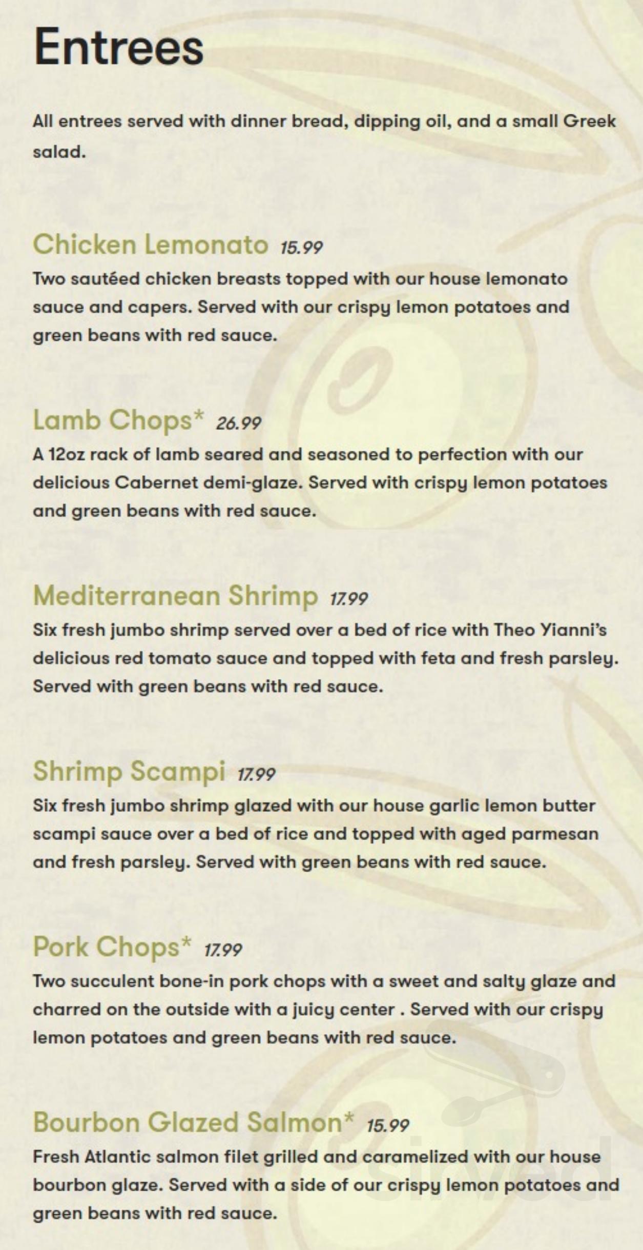 Theo Yianni's Restaurant menus in Weirton, West Virginia, United States