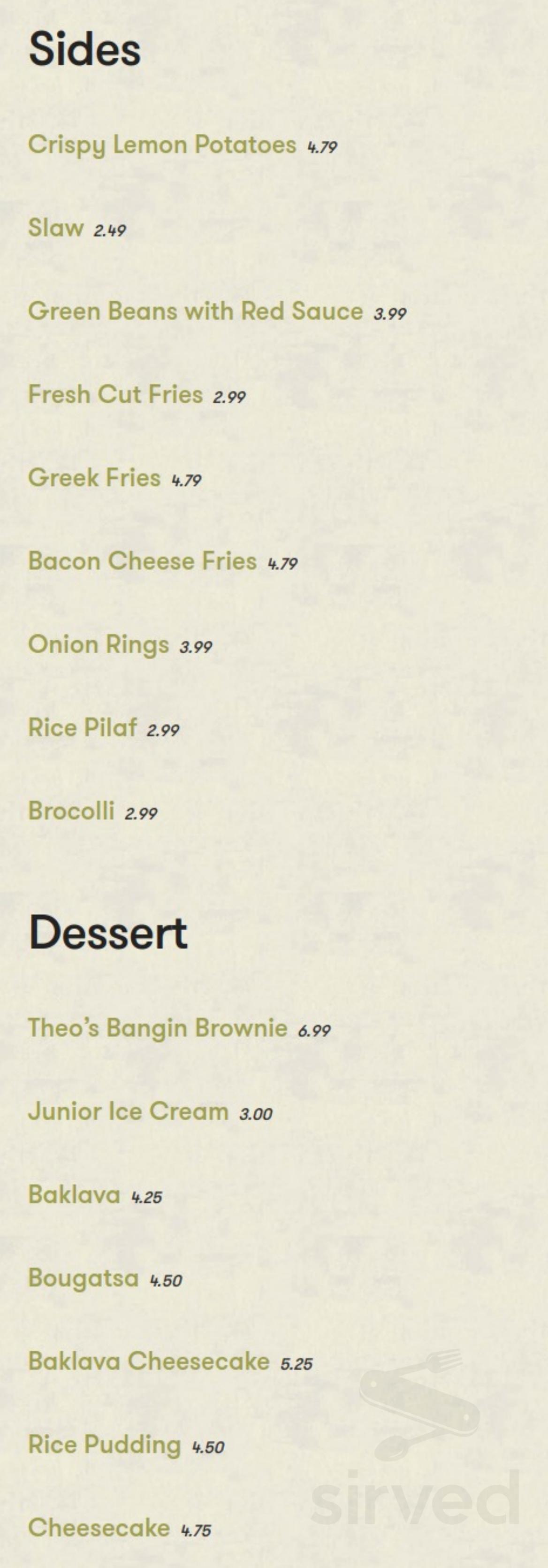 Theo Yianni's Restaurant menus in Weirton, West Virginia, United States