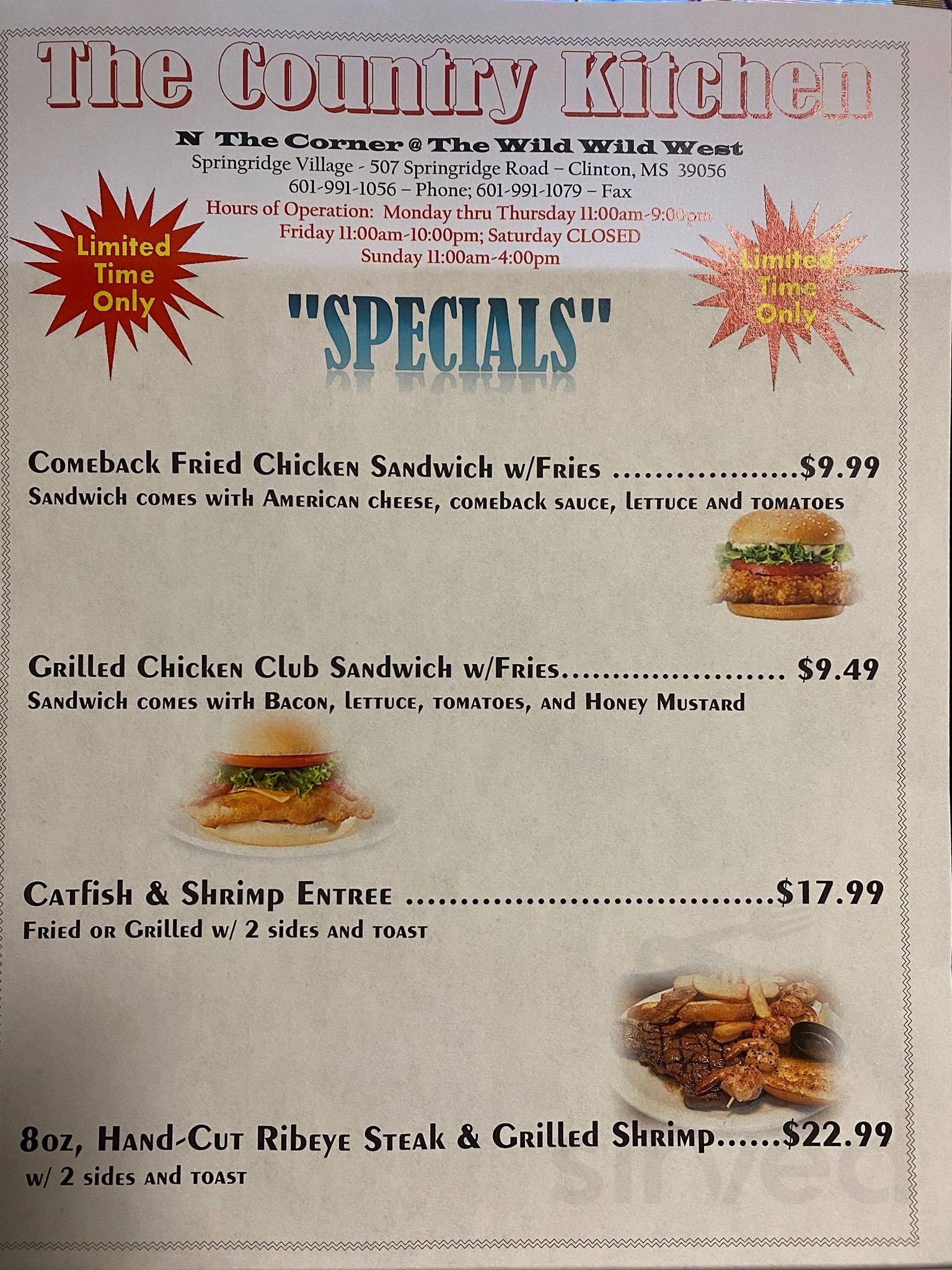 The Country Kitchen On Wheels/ Food Truck menu in Clinton, Mississippi, USA