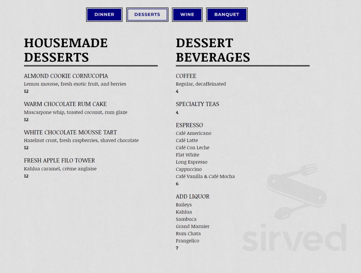 Blue Shutters menus in Elmhurst Township, Pennsylvania, United States