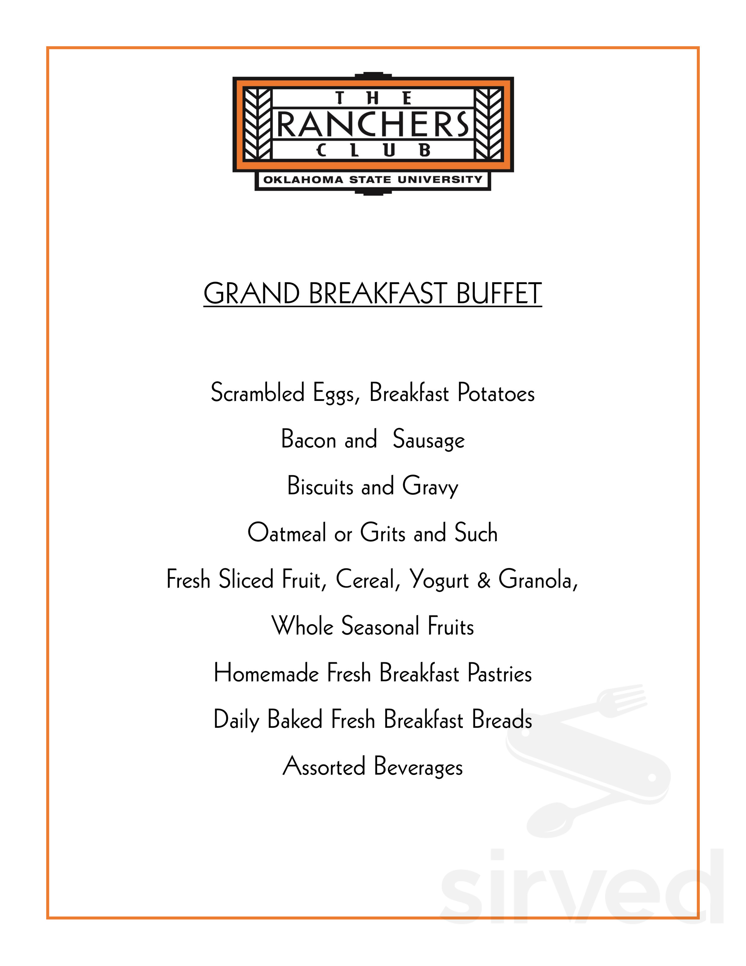 Rancher's Club Catering menu in Stillwater, Oklahoma, USA