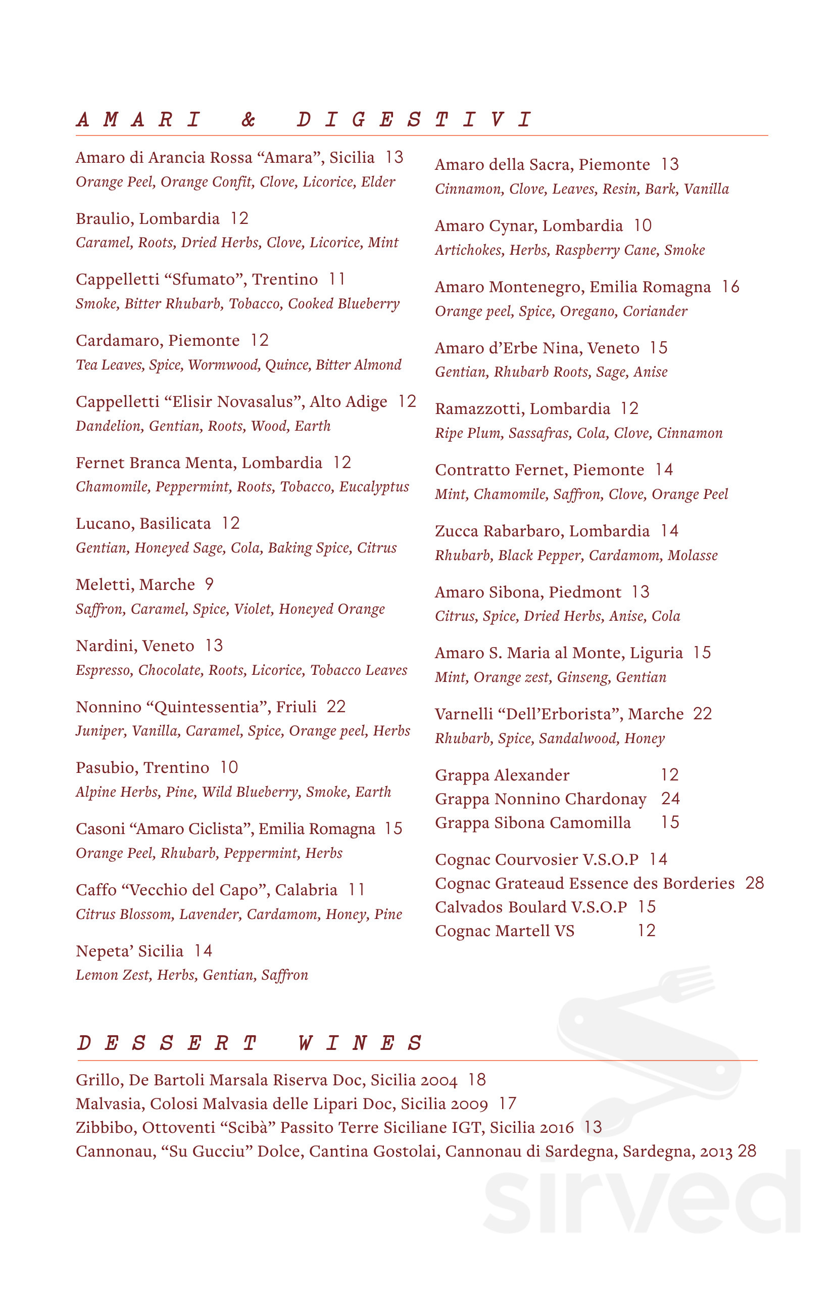 Cicala at the Divine Lorraine menu in Philadelphia, Pennsylvania, USA