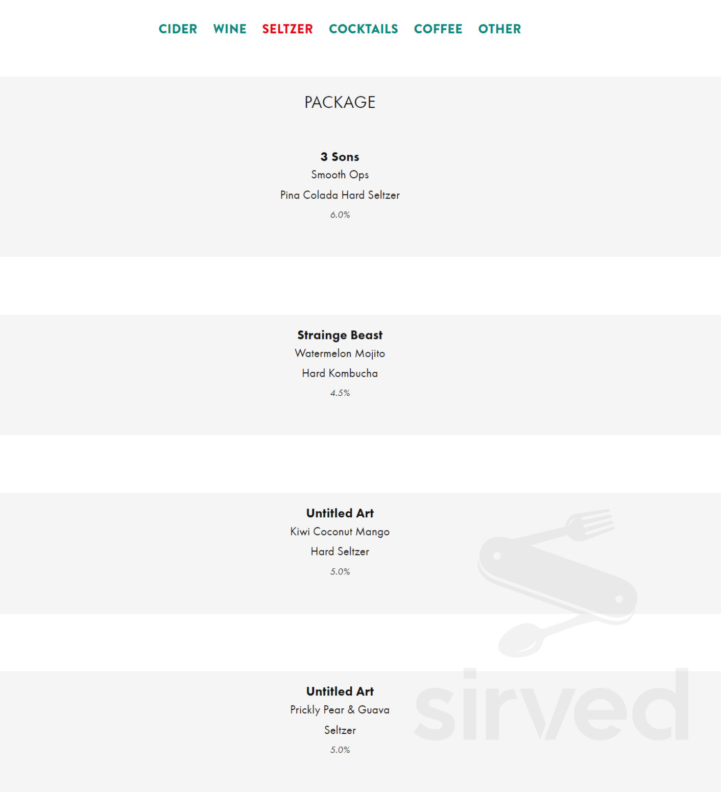 À La Cart menu in Orlando, Florida, USA