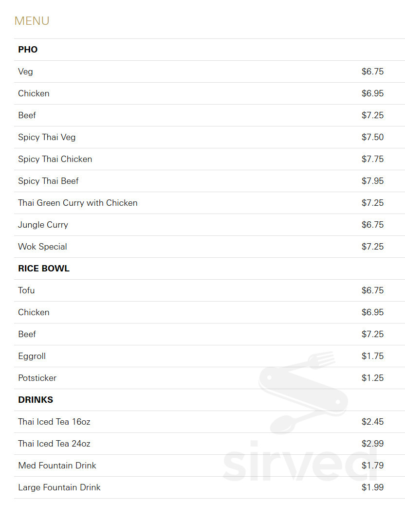 Menu - Tulsa OK's Star Ginger | Sirved