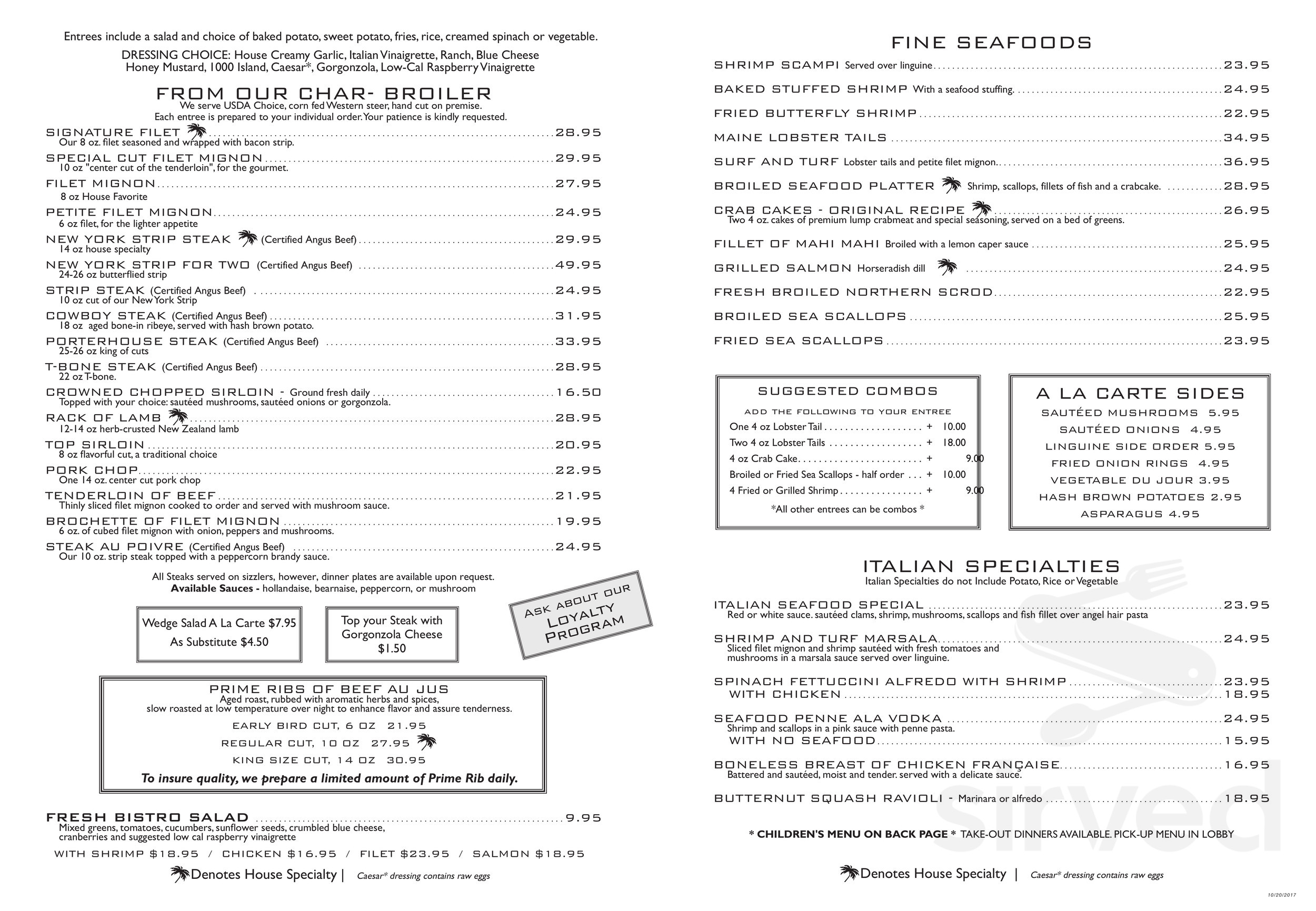 Tropical Acres Steakhouse menus in Fort Lauderdale, Florida, United States