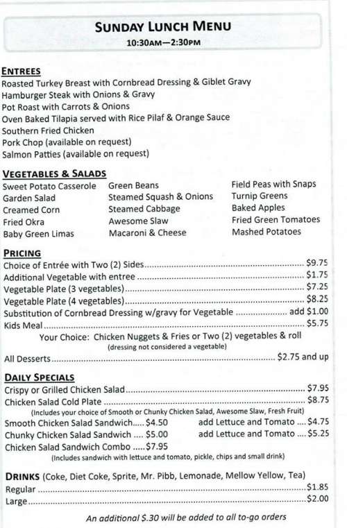 Sherry's Cafe Cakes & Catering menu in Trussville, Alabama, USA