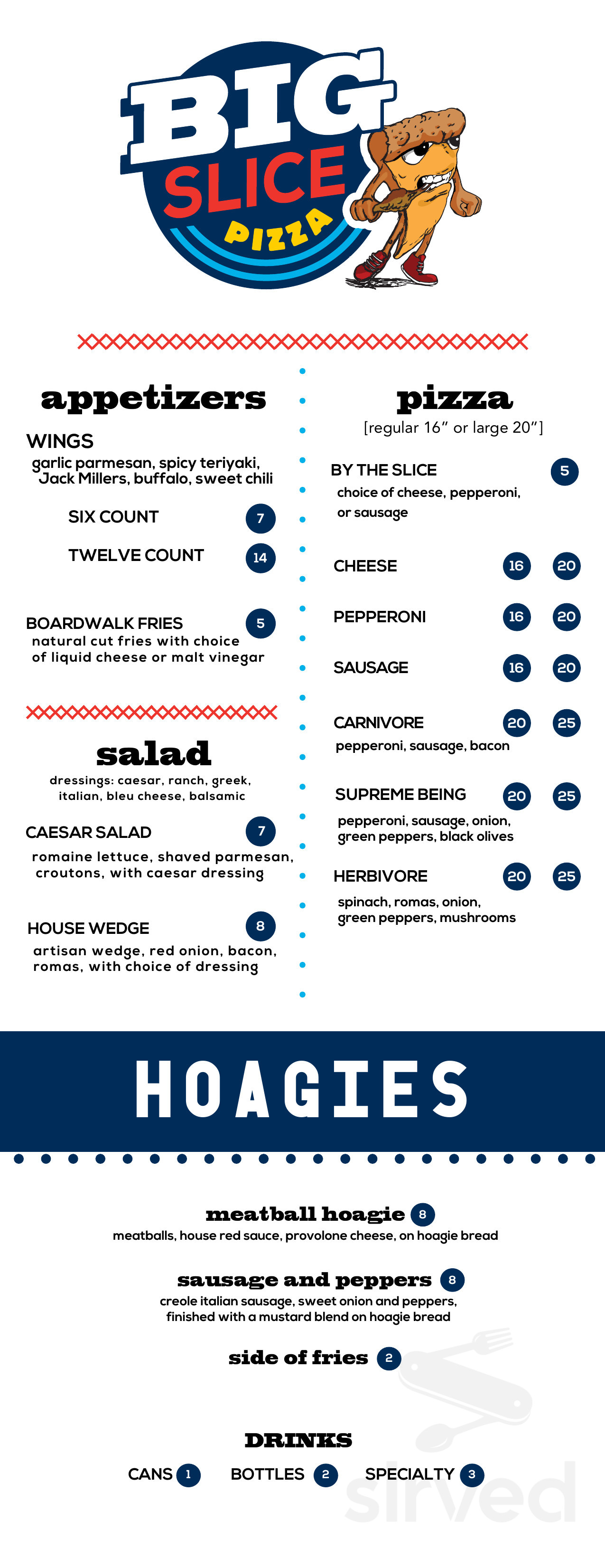 Big Slice Pizza menu in Geismar, Louisiana, USA