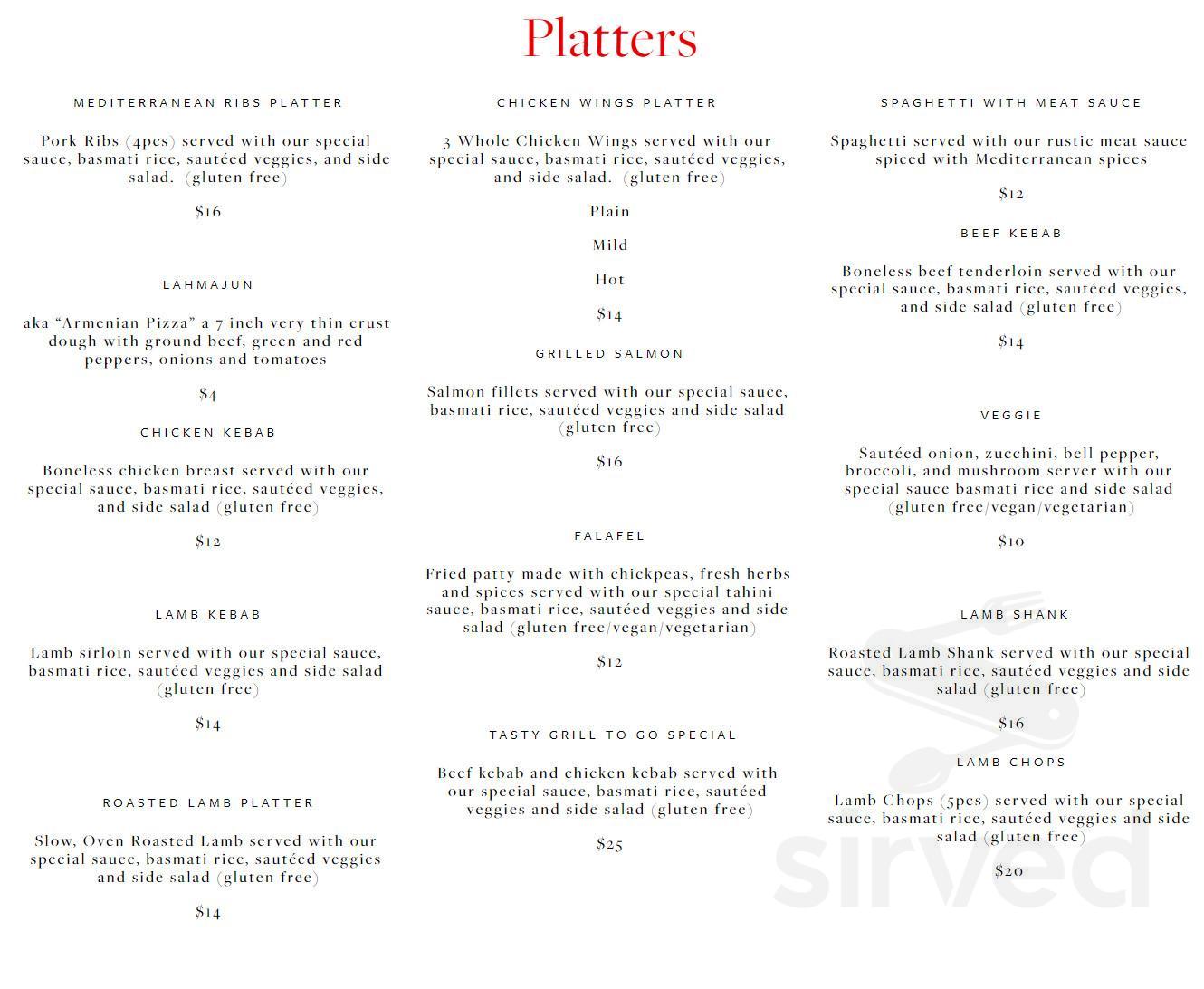 Tasty Grill To Go menu in Kensington, Maryland, USA