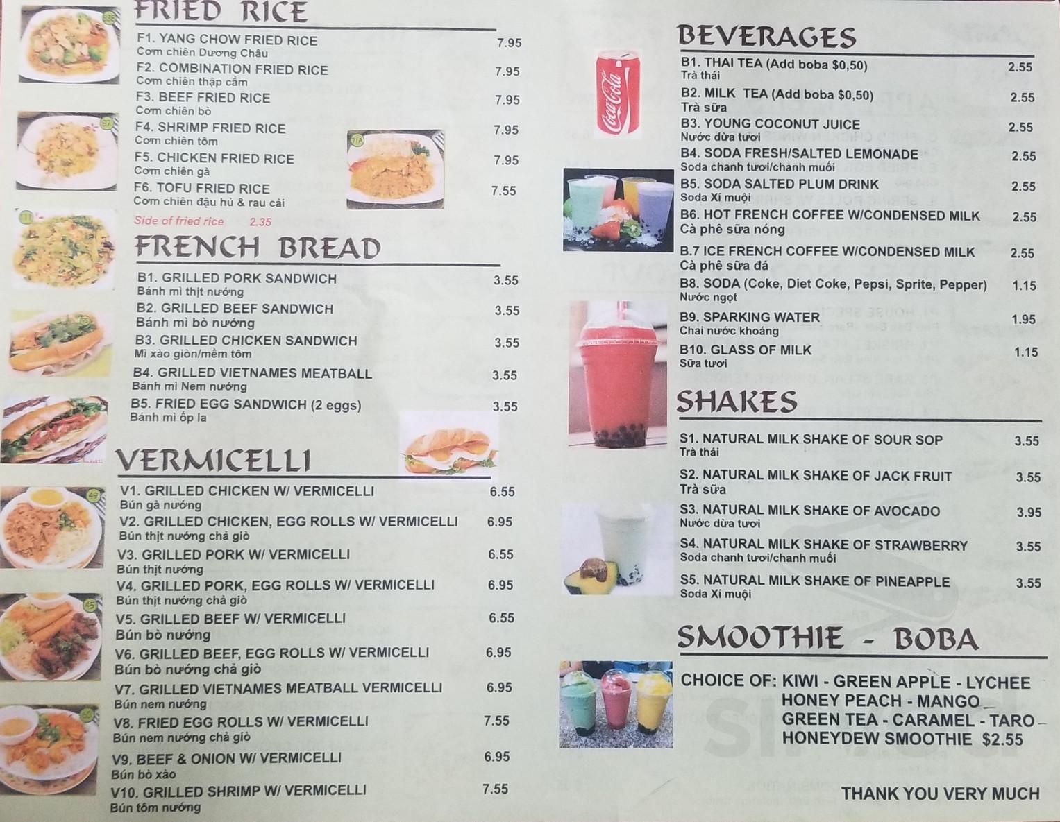 Menu - Rialto CA's Pho & Grill 18 | Sirved