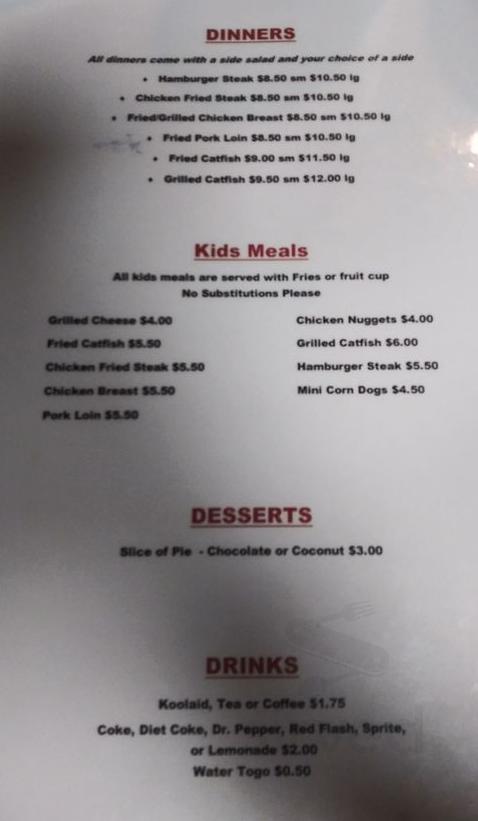 Wes's Burger Shack menu in Temple, Texas, USA