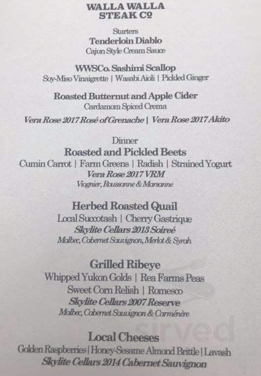 Walla Walla Steak Co - Woodinville menus in Woodinville, Washington ...