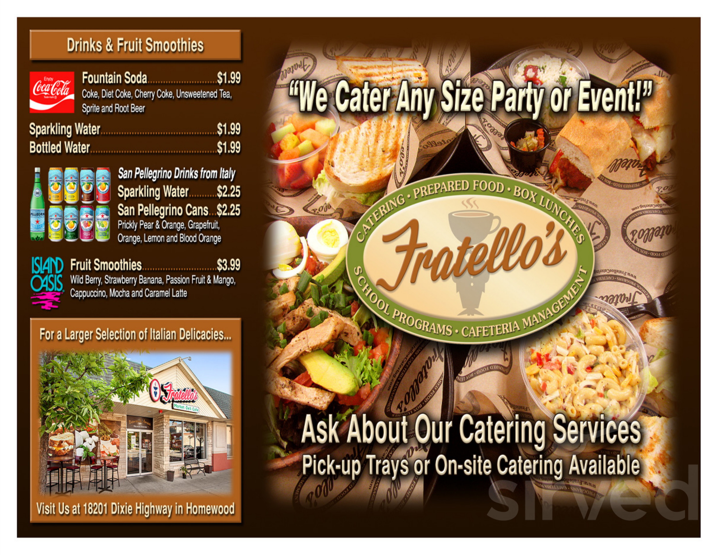 Menu for Fratello's Deli & Cafe in Tinley Park, IL | Sirved