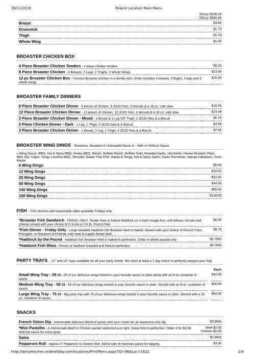 Michael Alberini's menu in Youngstown, Ohio, USA