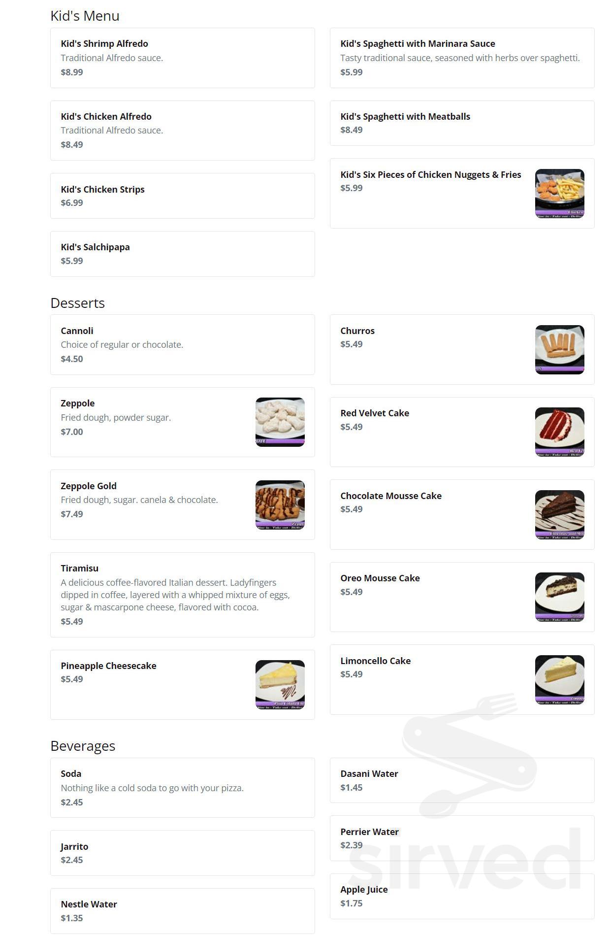 Menu - Immokalee FL's Roma In Lima Pizza & Cuisine | Sirved