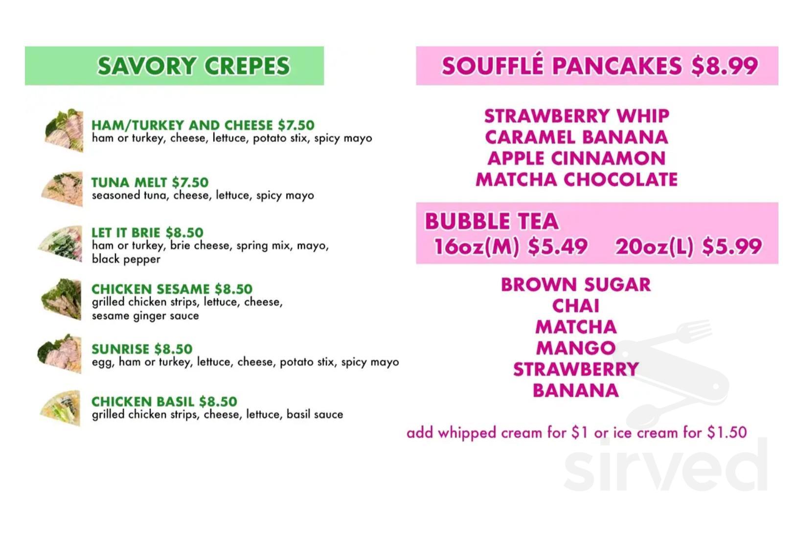 Ichigo Tokyo Crepes menu in Minneapolis, Minnesota, USA