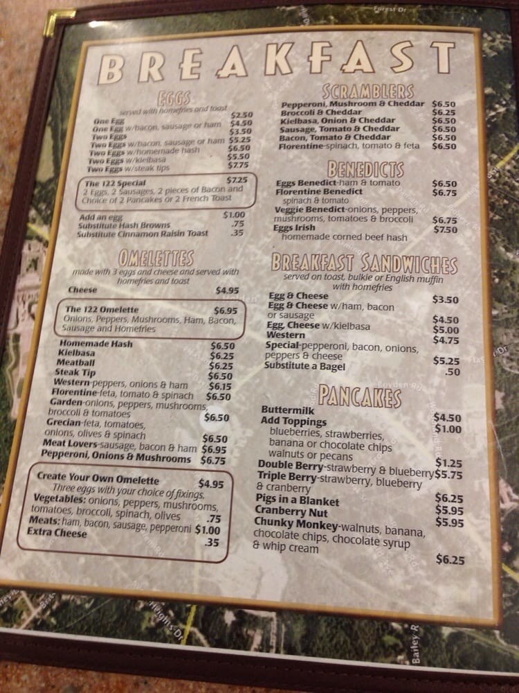 Menu for 122 Diner in Holden, MA | Sirved