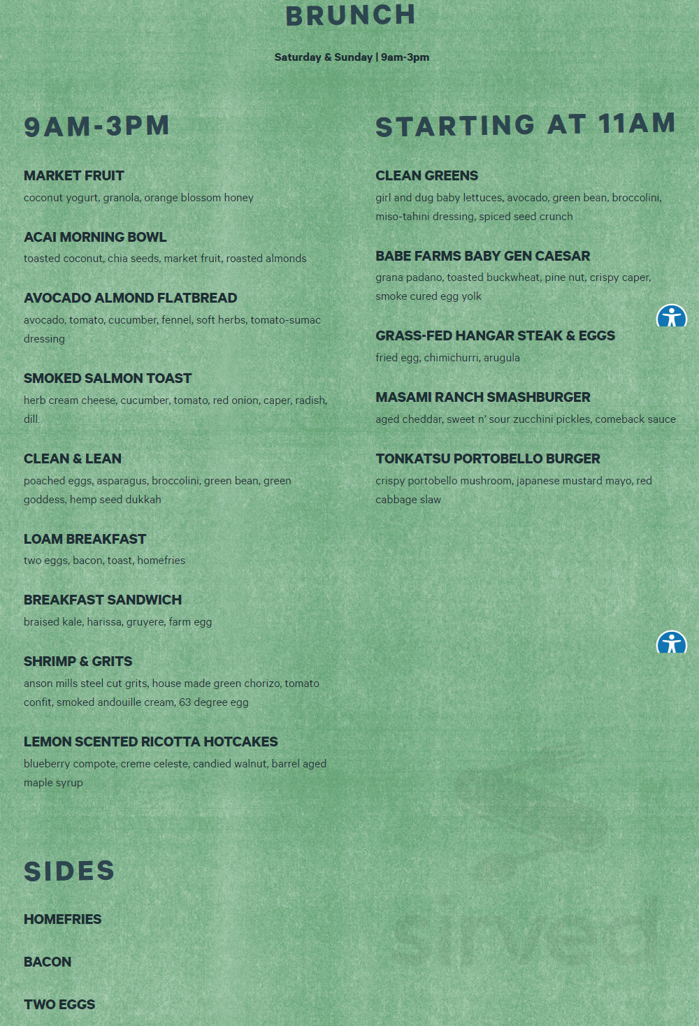 LOAM DTLA menu in Los Angeles, California, USA