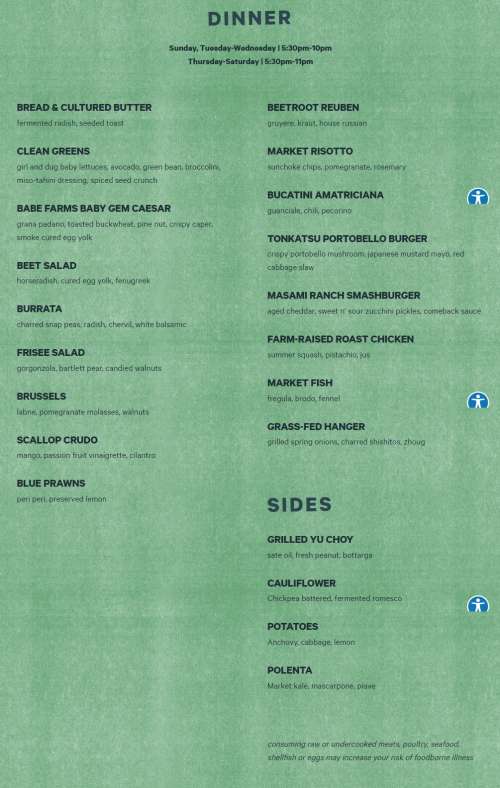 LOAM DTLA menu in Los Angeles, California, USA