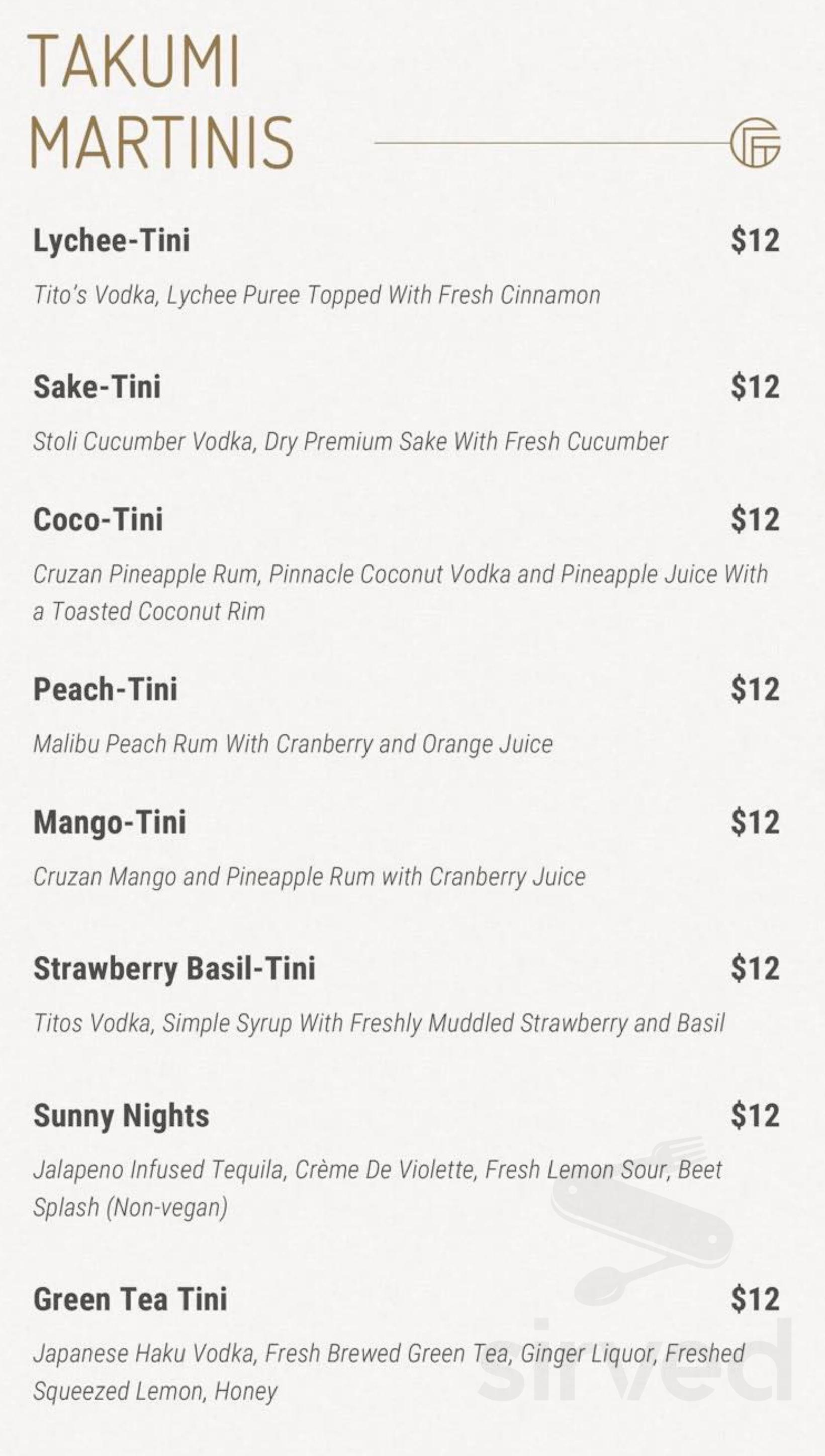 Takumi Sushi Hibachi & Lounge menu in Bay Shore, New York, USA
