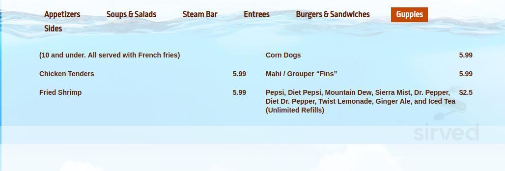 Ocean Isle Fish Company menu in Ocean Isle Beach, North Carolina, USA