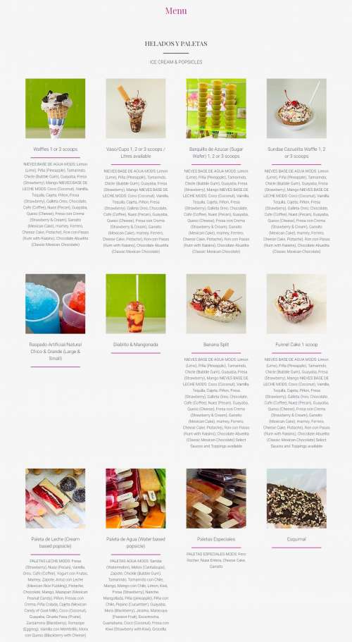 Paleteria Las Delicias de la Michoacána menu in Chicago, Illinois, USA