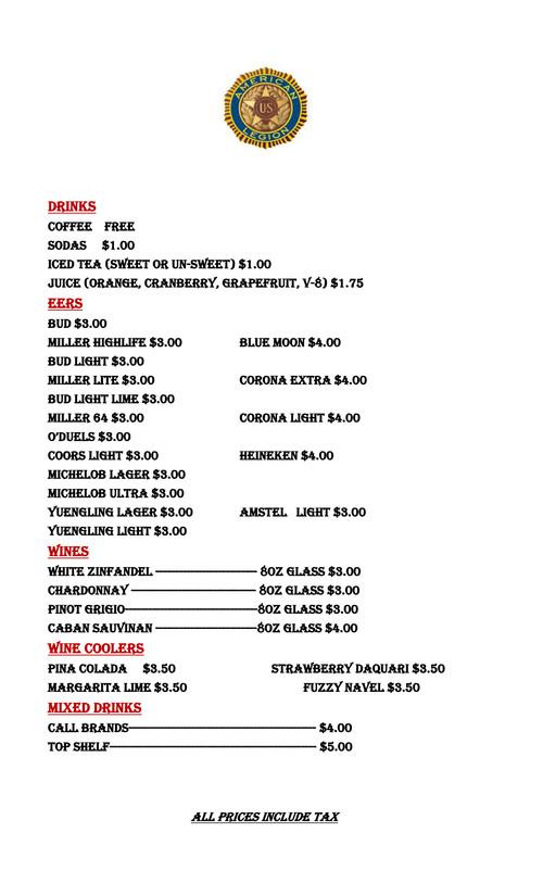 Patriot's Grill menu in Loganville, Georgia, USA