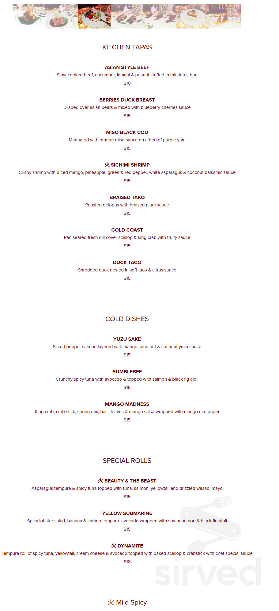 Menu for Aja Asian Cuisine in Skillman, NJ | Sirved