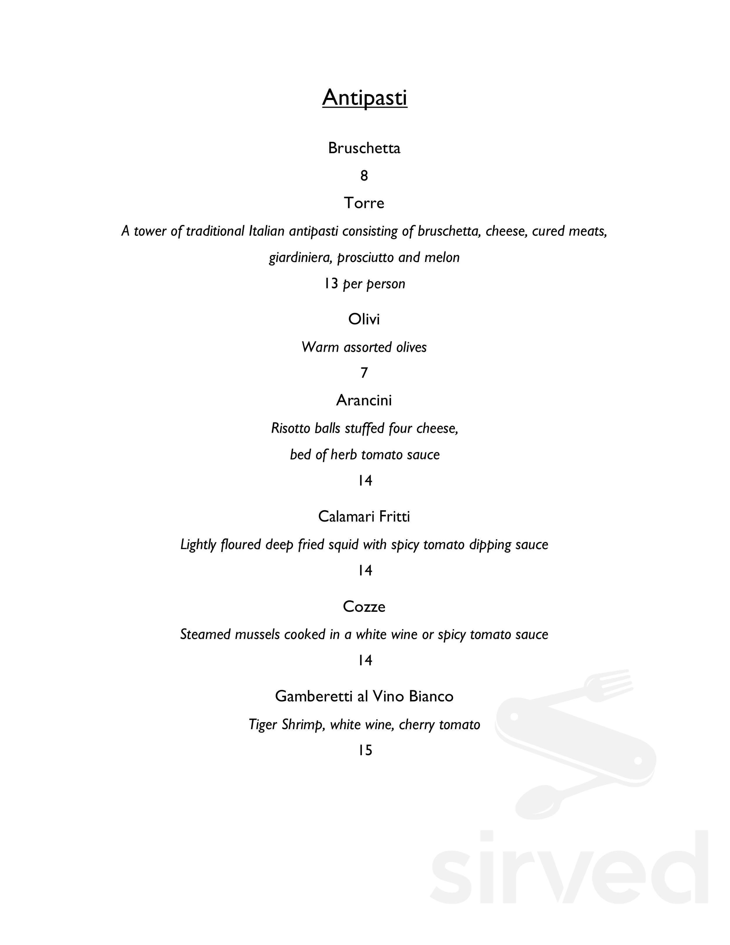 Menu for Di Mario’s Trattoria in Burlington, ON | Sirved