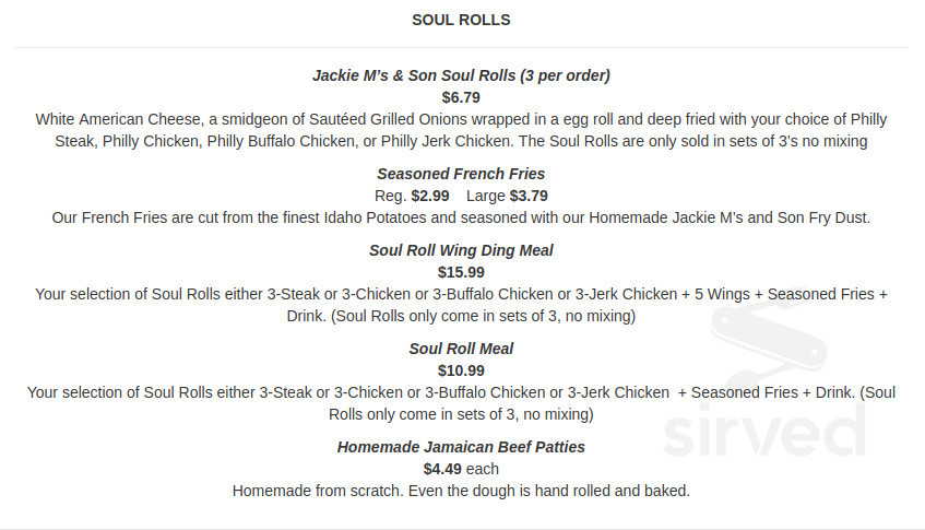 Menu - Augusta GA's Jackie M's and Son Cafe and Catering | Sirved