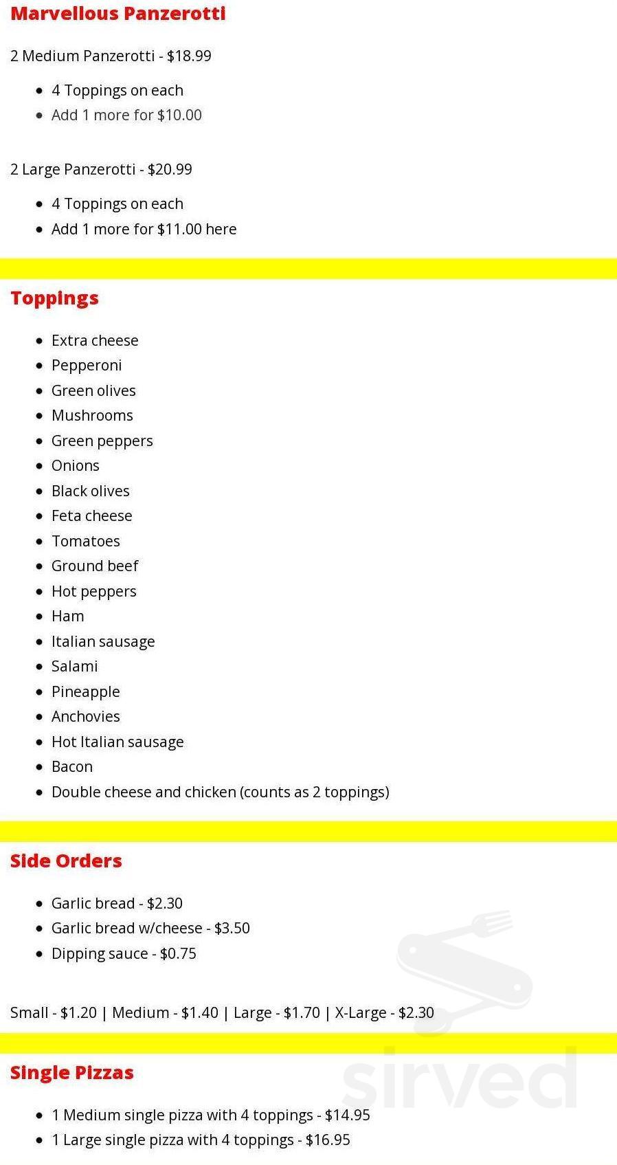 Marvellous 2 For 1 Pizza & Wings menus in London, Ontario, Canada