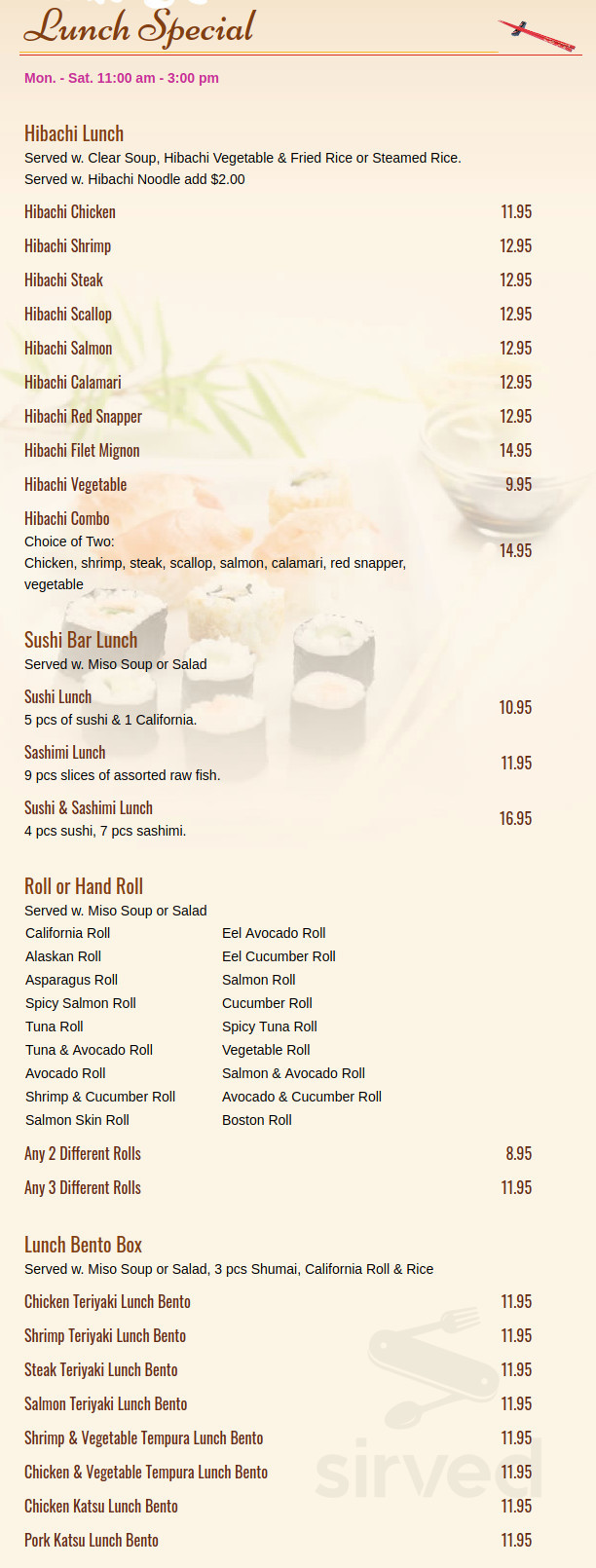 Menu for Kumo in Hamden, CT | Sirved