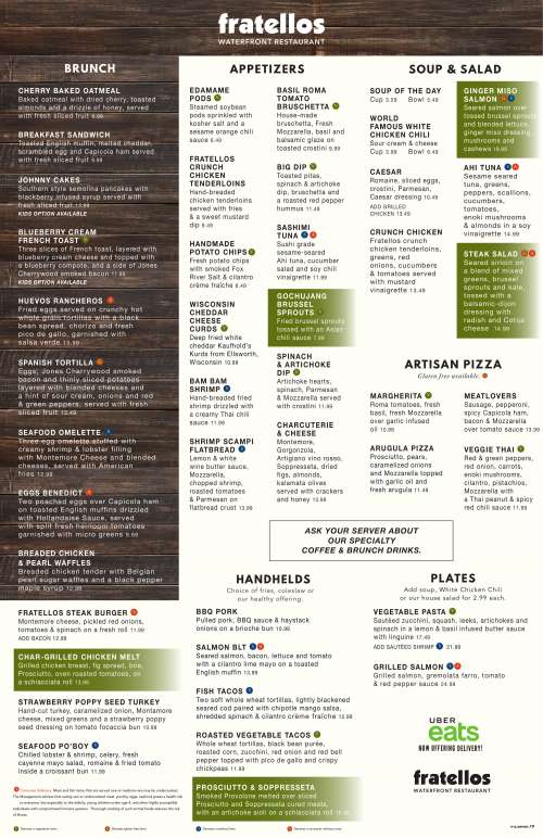 Fratellos Riverfront Restaurant menu in Appleton, Wisconsin, USA