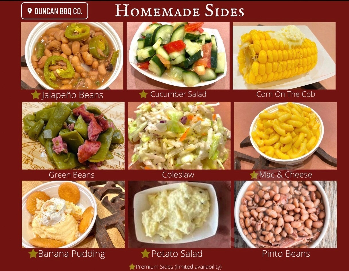 Menu for DUNCAN BBQ Co. in Lone Oak, TX | Sirved