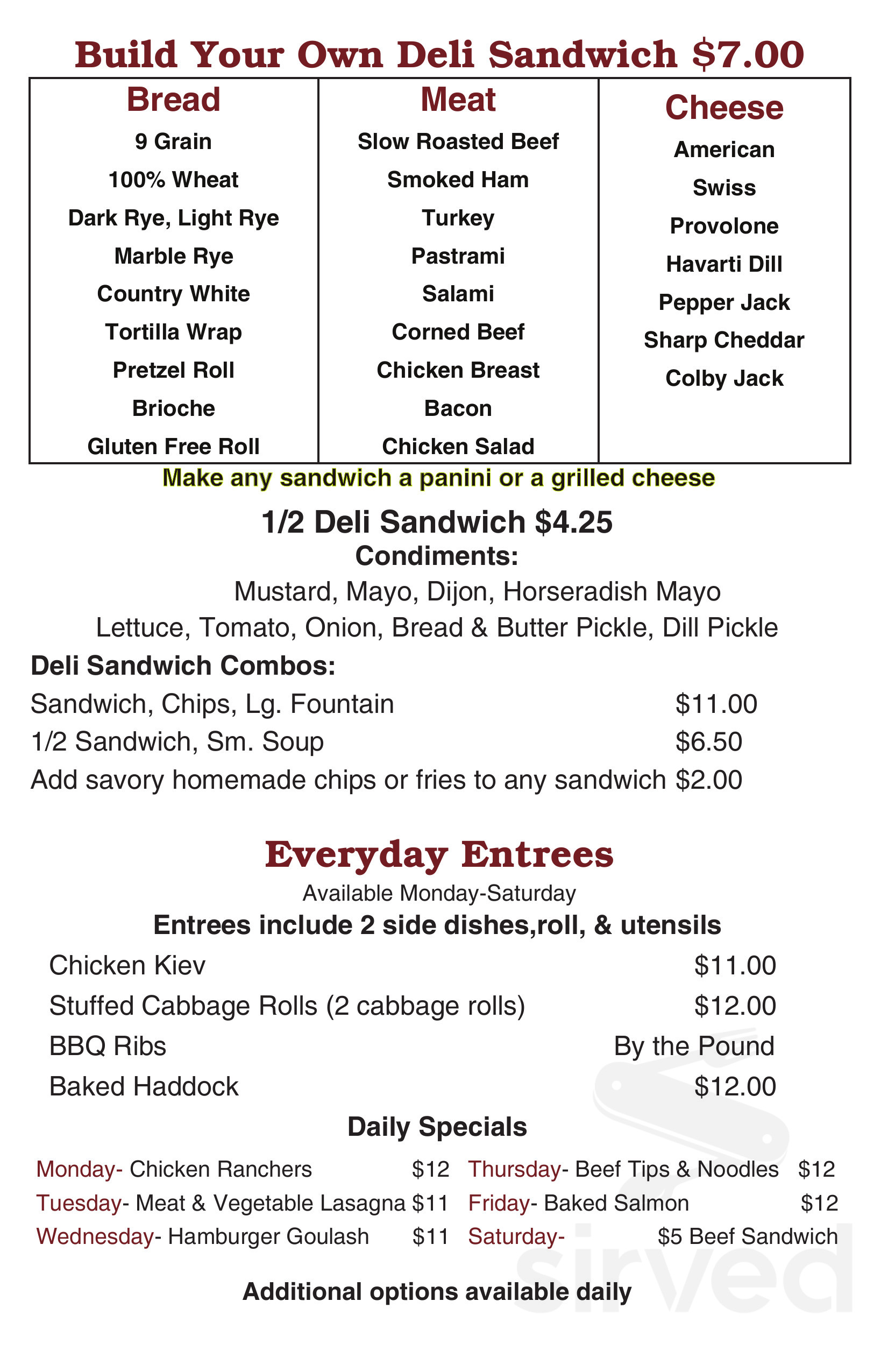 Reuland Food Services menu in Aurora, Illinois, USA