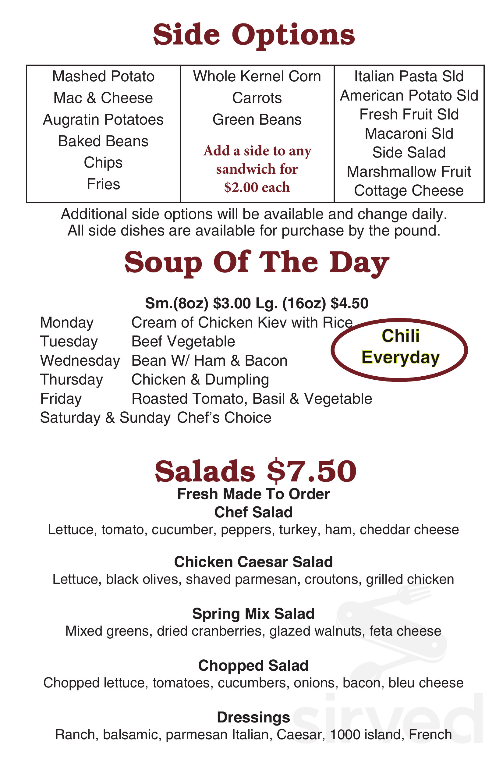 Reuland Food Services menu in Aurora, Illinois, USA